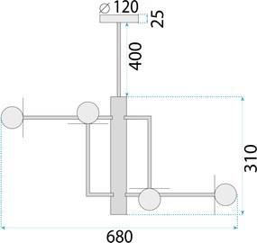 Toolight Toolight, stropní svítidlo 6xG9 APP1668-6CP, černá matná, OSW-05708