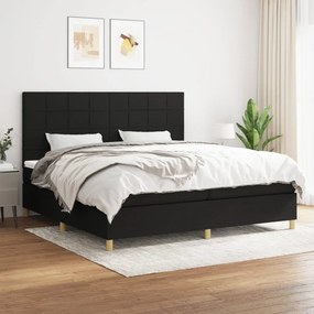 Box spring postel s matrací černá 200x200 cm textil,  3142363