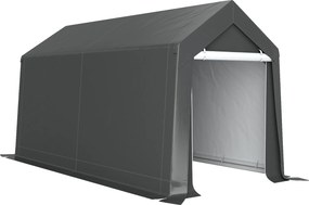 Outsunny garážový stan, 2,1 x 3,6 x 2,35 m, skladovací stan s UV ochranou, dveře na zip, voděodolná fólie, garáž na motorku, zahradní nářadí, tmavě š…