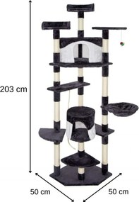 Škrabadlo pro kočky - Domeček Lux 11 pater 203 cm SPRINGOS PA1045