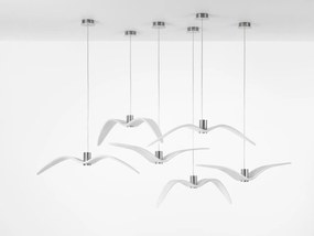 Designové závěsné svítidlo Brokis Night Birds PC962 Povrch Montury: Stříbrný elox, Barva skla: Šedá kouřová - masiv, Povrch baldachýnu: kov - černý matný komaxit