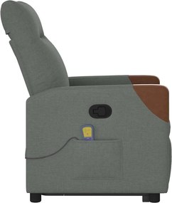 Zvedací masážní polohovací křeslo tmavě šedé textil 3324015
