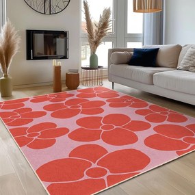 Červený/růžový pratelný běhoun 80x200 cm Poppy Fields – Mila Home