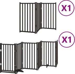 Zábrana pro psy s dvířky skládací 9 panelů černá 450 cm topol 3155712