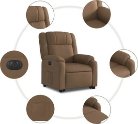 Elektrické zvedací polohovací křeslo hnědé textil 3205230