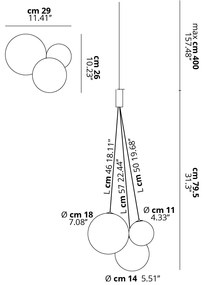 Lodes 16410 4330 Random, závěs z kouřového foukaného skla, 3x1W LED 3000K, šířka 29cm