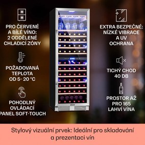 Klarstein Vinovilla Grande Duo, vinotéka, 425 l/165 lahví, 3barevné LED osvětlení