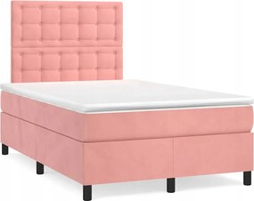 Box Spring Postel S Matrací Samet Růžová tlačítka 120 x 190 cm