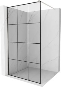 Mexen Kioto, sprchová zástěna Walk-In 100 x 200 cm, 8mm čiré sklo černý vzor, ​​broušená ocel profil, 800-100-101-97-77