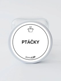 Samolepka na kořenky PTÁČKY bílá 5 cm tučné písmo