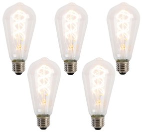 Sada 5 LED žárovek s dekorativním spirálovým vláknem E27 ST64 5W 400 lm 2200K