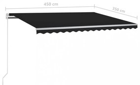 Ručně zatahovací markýza s LED světlem 450x350 cm Dekorhome Antracit
