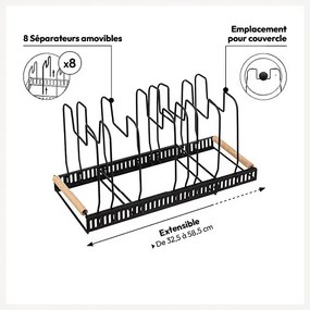 JJA Organizér stojan na poklice, hrnce i pánve, výsuvný, 8 pozic
