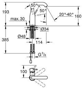 Grohe Essence Páková umyvadlová baterie, velikost M 23480001