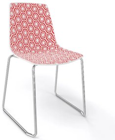 GABER - Židle ALHAMBRA ST, bíločervená/chrom