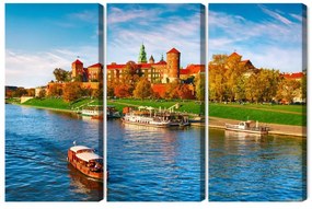 Vícedílný obraz Hrad Wawel V Krakově, Panoramatický Výhled Nedostatek Nedostatek Přírodní plátno 180x120