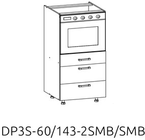 DP3S-60/143 2SMB/SMB dolní skříňka pro vestavné spotřebiče kuchyně Plate Barva korpusu skříněk: Šedá grenola, Barevné provedení: Světle šedá mat