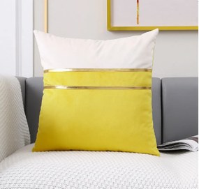 Luxusní sametový povlak na polštář se zlatým proužkem ve dvou velikostech Barevná varianta: B - žluto-bílá, Velikost: 30x50 cm