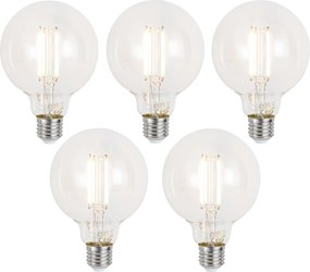 Sada 5 chytrých stmívatelných LED žárovek E27 G95 čirá 7W 806 lm 2700-6500K Zigbee