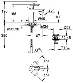 GROHE Start Loop - Páková umyvadlová baterie, velikost M, chrom 23779000