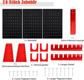 Costway Stěna na nářadí s 25 závěsnými doplňky úložný systém sortiment držáků