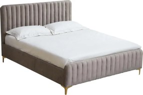 Čalouněná postel KAISA 140x200, šedohnědá Velvet / zlatý chrom Kondela 0000264348