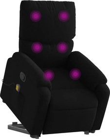 Zvedací masážní polohovací křeslo černé textil 3204838