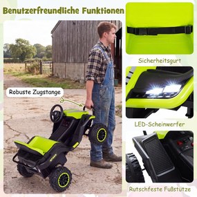 Costway 24 Elektrický traktor V Elektrický traktor pro děti ve věku 3 a – zelený