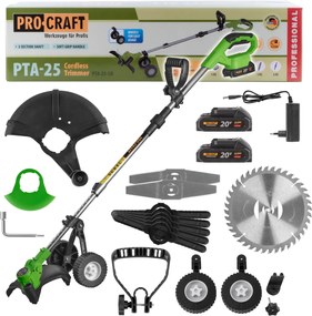 Procraft PTA-25-2B 20V SET - akumulátorový vyžínač (s 2x1,5 Ah akumulátory a nabíječkou)
