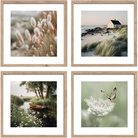 Tištěné obrazy v sadě 4 ks s rámem 30x30 cm Subtle Nature – Styler
