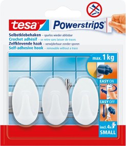tesa Samolepicí háčky Powerstrips S malé oválné, bílá, 3 ks