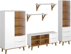 Obývací sestava 2.7 m bílá / dub kamenný Neptun