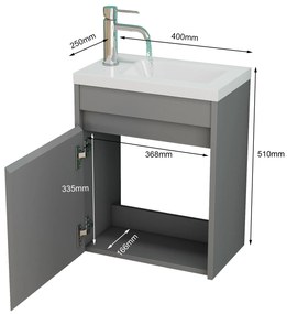 Závěsná skříňka s umyvadlem Houseland Zendi 40 cm šedá