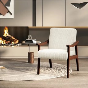 Křeslo Yaheetech – béžová, 62 cm (šířka) × 70,5 cm (hloubka) × 74 cm (výška), polyester (267499531398)