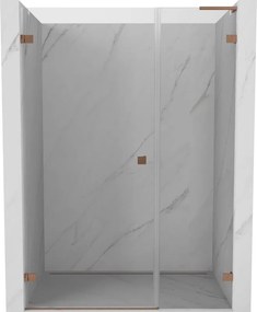 Mexen Lunar-B, L Otočné levé sprchové dveře 125 cm, 8mm čiré sklo, měděný matný profil, 832SL-125-050-65-00-L