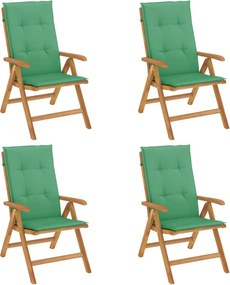 Skládací polohovací křesla s polštáři 4 ks, masivní teak 3196468