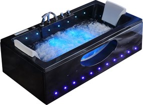 Terra Hydromasážní vířivá vana Iris 933C 170x84 s ohřevem vody, černý mramor