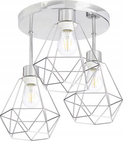 Lampa stropní svítidlo lustr vysoký loft diamant 3 chrom