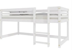 Benlemi Nízká vyvýšená postel TULY s žebříkem 90x200 cm Zvolte barvu: Bílá, Zvolte stranu: Vpravo, Zvolte variantu: Bez závěsu