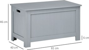 HOMCOM Úložný trunk pro ložnici – Úložná lavice se víkem, multifunkční úložný trunk s bezpečnostním pantem pro chodbu a obývací pokoj 81x40x46 cm Šedá