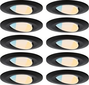P 98198 LED vestavné svítidlo Calla 10ks sada IP65 kruhové 90mm 30° 10x5W 230V CCT černá mat - PAULMANN