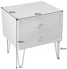 Noční stolek Pearl 50cm starorůžový zlatý samet/ 41021