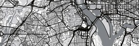 DIMEX | Fototapeta do kuchyně Mapa Washingtonu D.C. KI-180-186 | 180 x 60 cm | černobílá