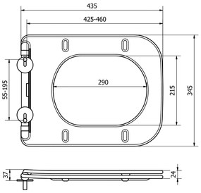 Mexen - WC sedátko SLIM DUROPLAST na wc mísu STELLA, MARGO (2134) | soft-close, 39090100