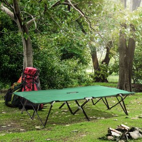 Kempinkové lůžko Outsunny pro 2 osoby s nosností až 136 kg Skládací lůžko s přenosnou taškou Oxford Green Black 193 x 125 x 40 cm pro outdoorová dobr…