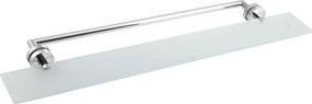Sapho X-SQUARE - Polička s držákem ručníku, délka 80 cm, mléčné sklo/chrom XR458