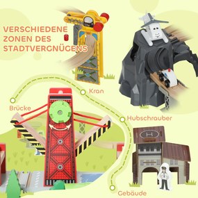 AIYAPLAY Dřevěná železniční sada, 100 dílů, magnetický jeřáb, bukové dřevo, barevné