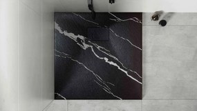 Besco Čtvercová sprchová vanička z SMC kompozitu VEXO MARBLE BLACK SQ 80x80 (90x90) Rozměry (cm): 80x80