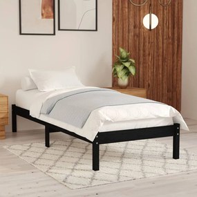 Rám postele černý masivní dřevo 75 x 190 cm malé jednolůžko - Default Title