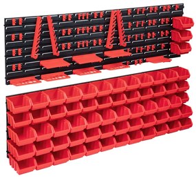 141dílný set skladovacích zásobníků nástěnné díly červenočerný,  150814
